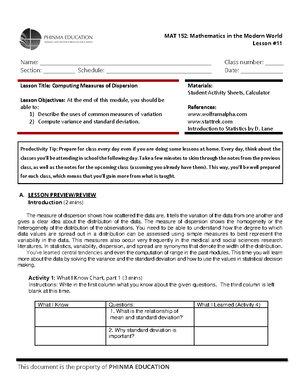 SAS 02 MAT 152 FLM - Modules - Lesson # Name: - Studocu