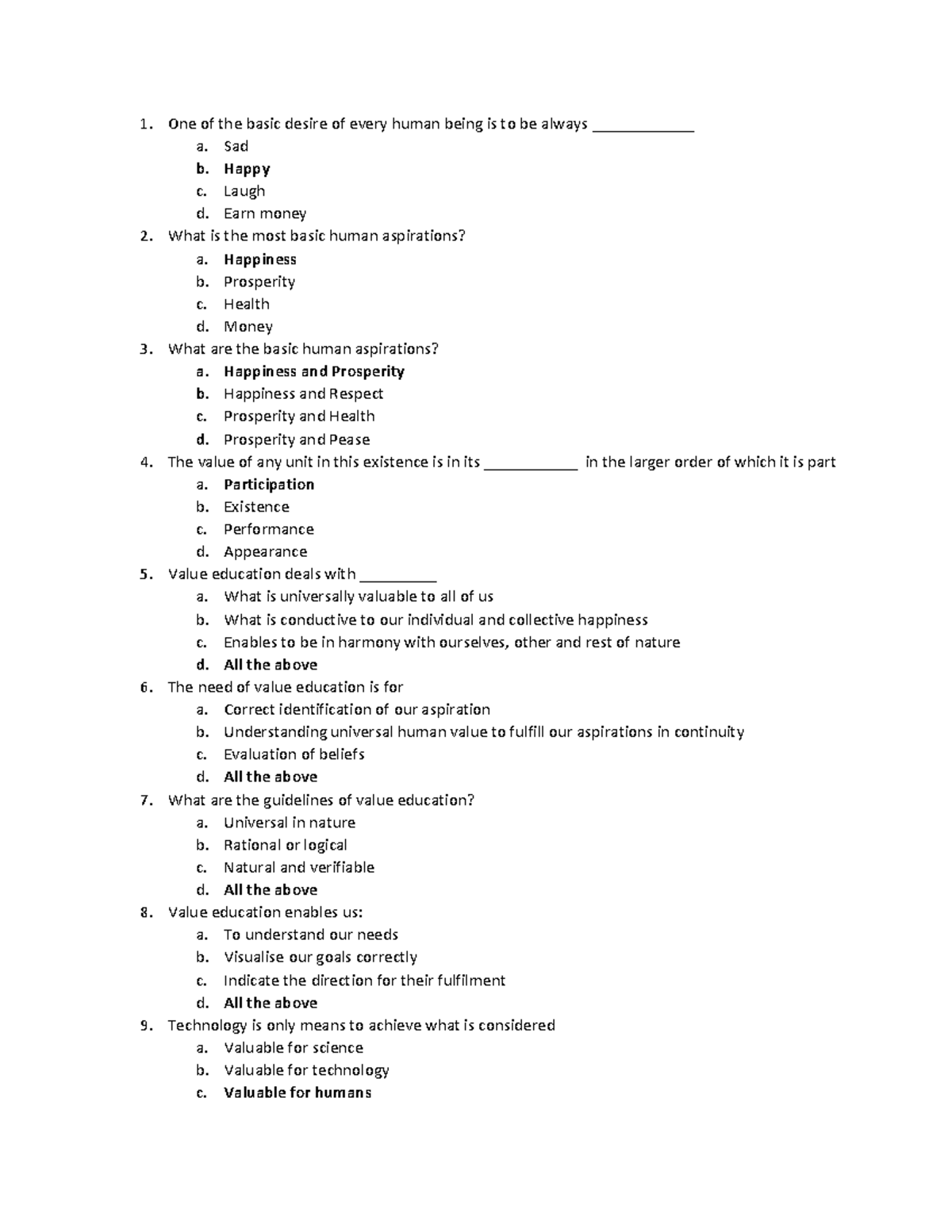 MCQ2 - One of the basic desire of every human being is to be always ...