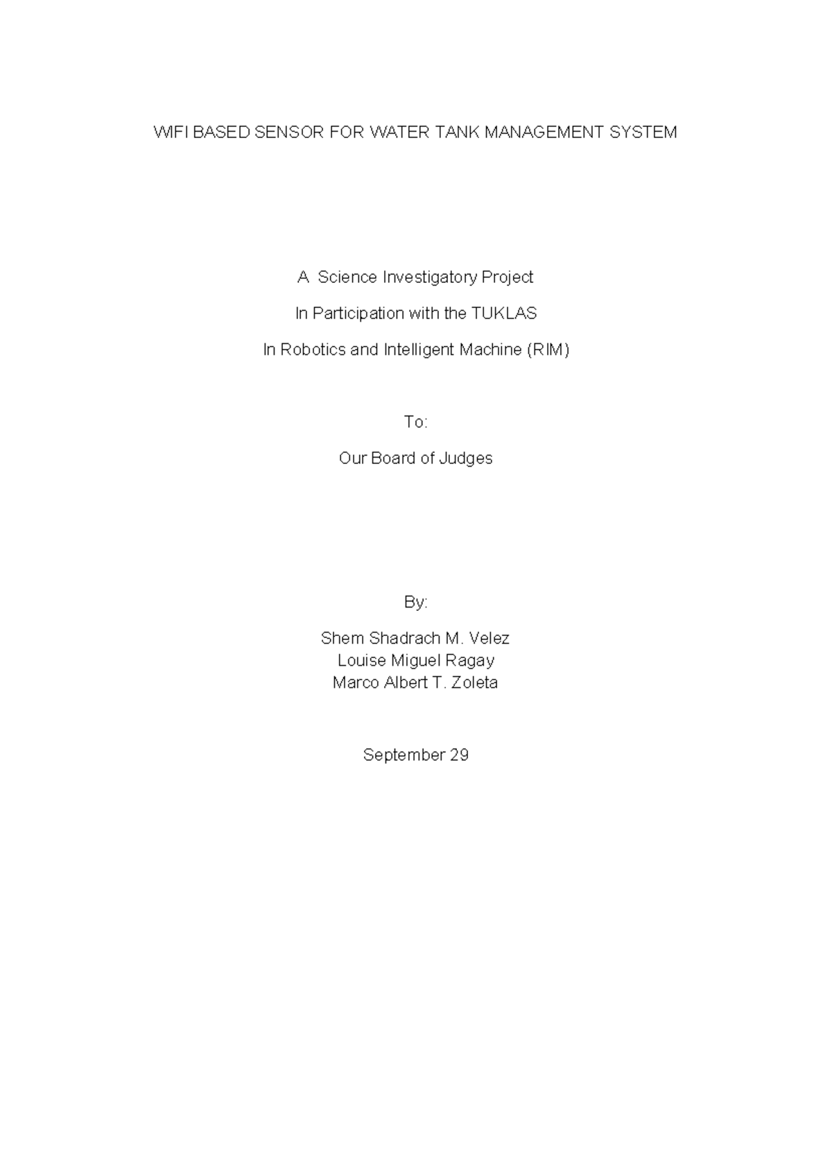 Mosq - a;wjwa;ljasdfj - WIFI BASED SENSOR FOR WATER TANK MANAGEMENT ...
