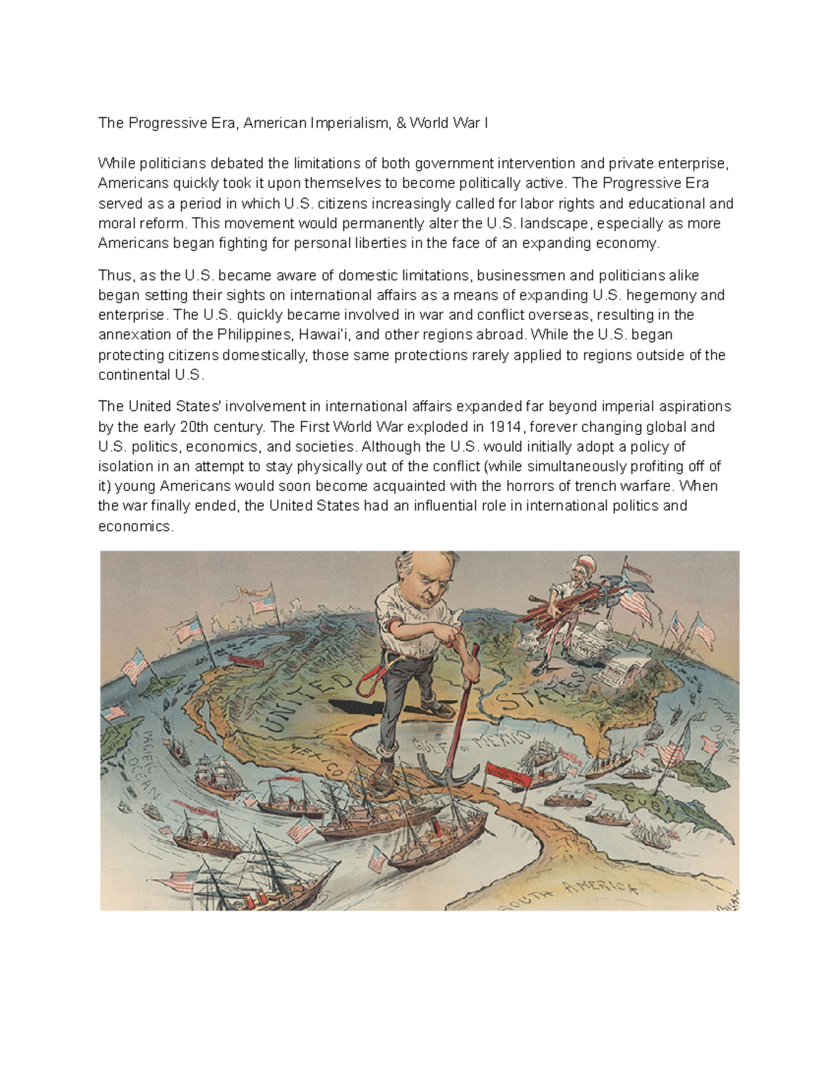The Progressive Era, American Imperialism, and World War I - The ...