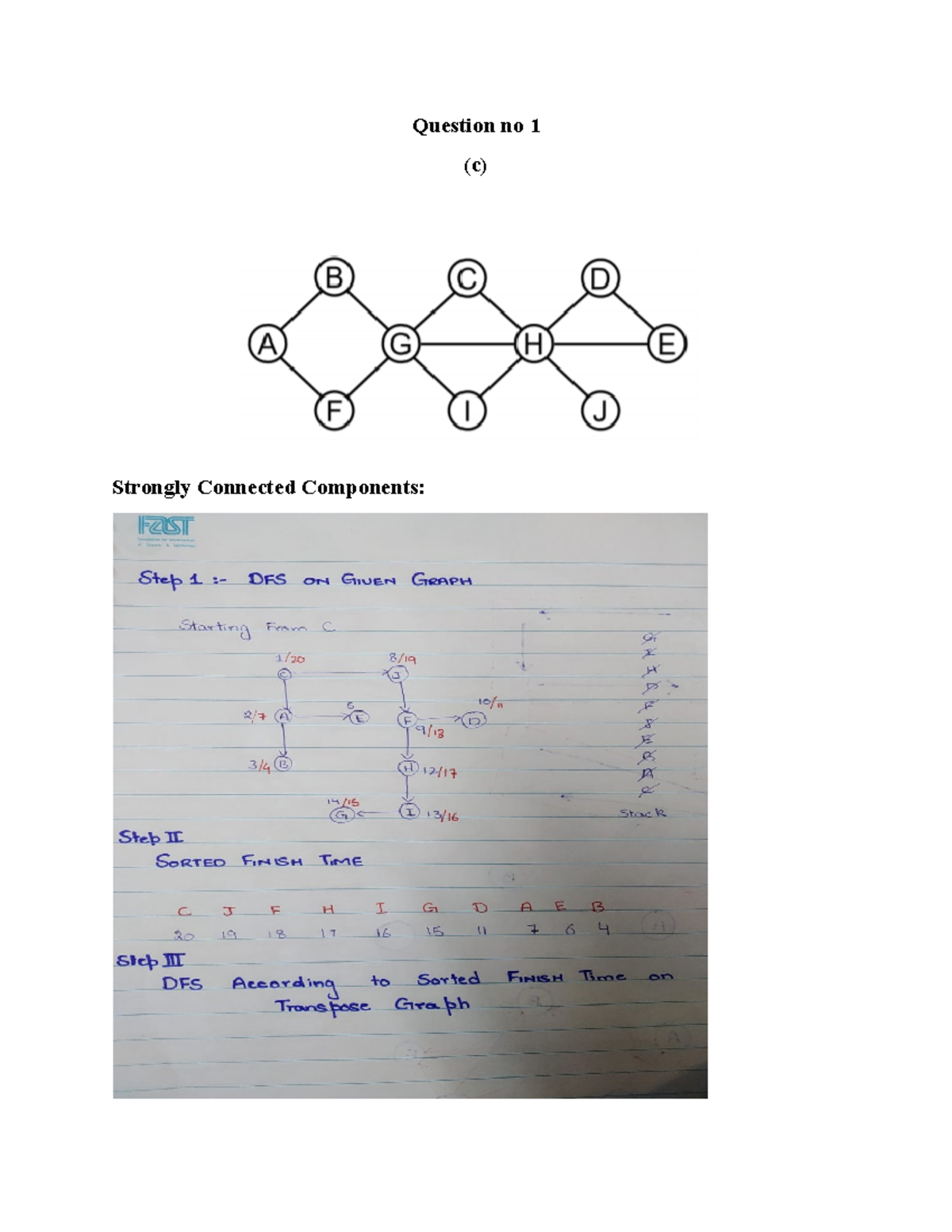 Assignment 4 - Knowledge about Algo - Question no 1 (c) Strongly Connected Components: DFS on ...