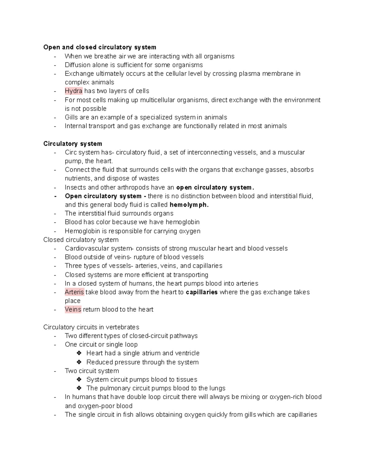 Chapter 23 The transport system - Open and closed circulatory system ...