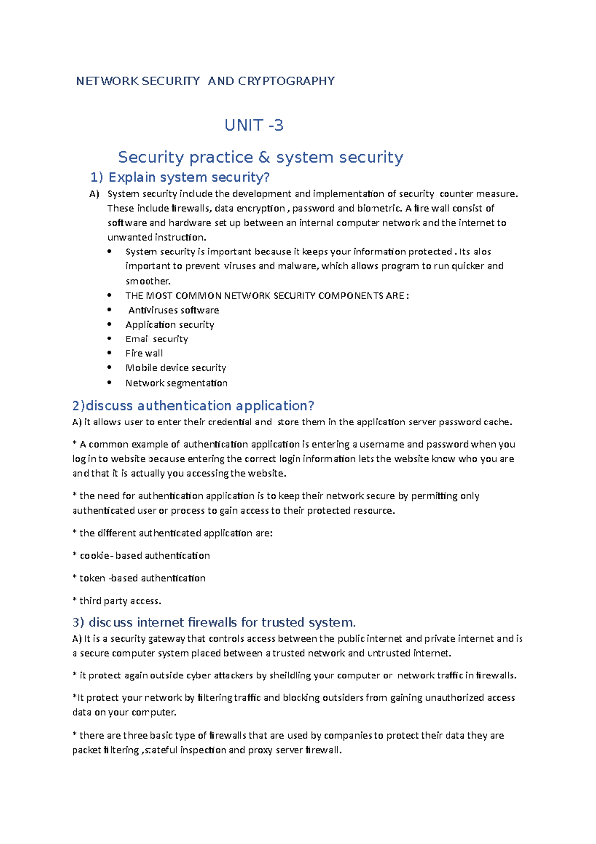Network Security AND Crytography - NETWORK SECURITY AND CRYPTOGRAPHY UNIT - Security practice ...