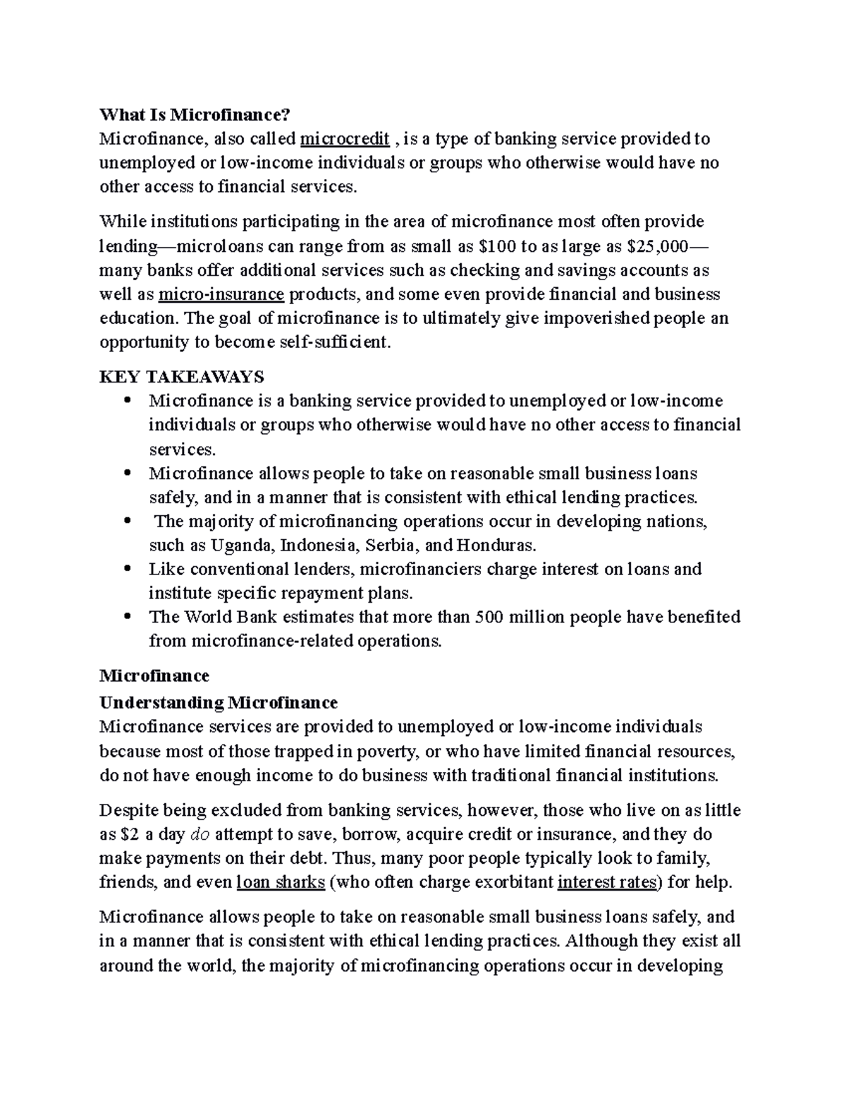 Micro Finance Institutions - What Is Microfinance? Microfinance, also ...