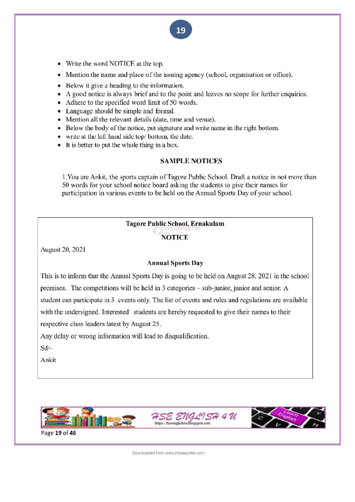 Notice format English +1 - Plus one - Studocu