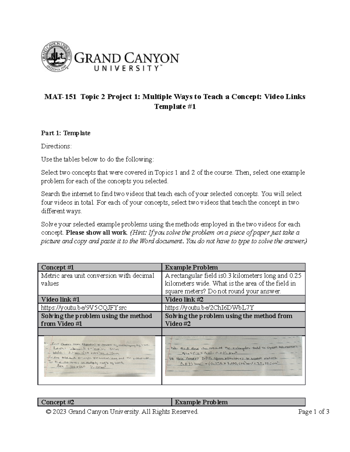 MAT-151-Self-Project 1-Multiple Ways to Teach a Concept Video Links ...