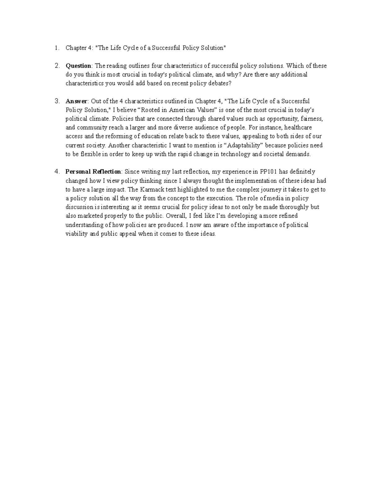 Written Reflection #4 - Chapter 4: "The Life Cycle of a Successful ...