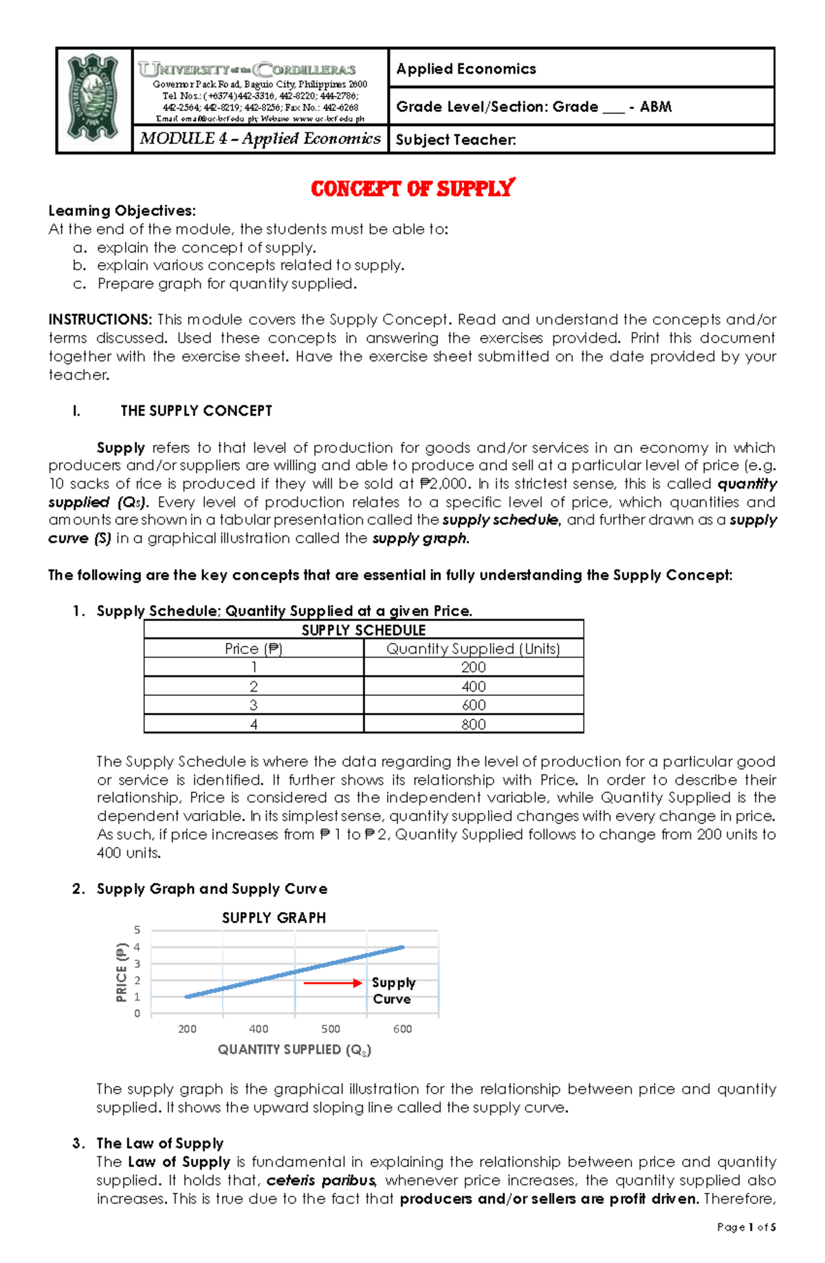 Module-4-Econ ( Revision) - Governor Pack Road, Baguio City ...