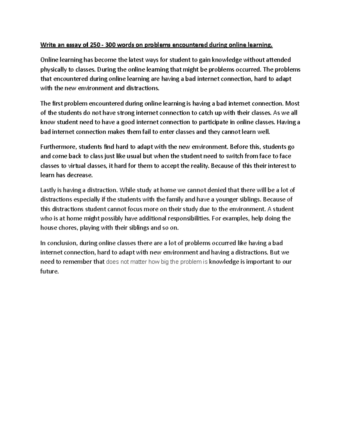 Test 1 Writing Essay ENGLISH Write An Essay Of 250 300 Words On