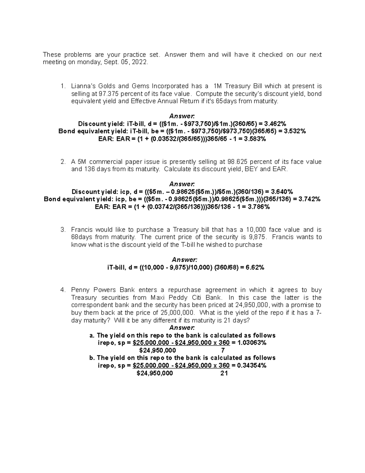 Solving problems are your practice set - These problems are your ...