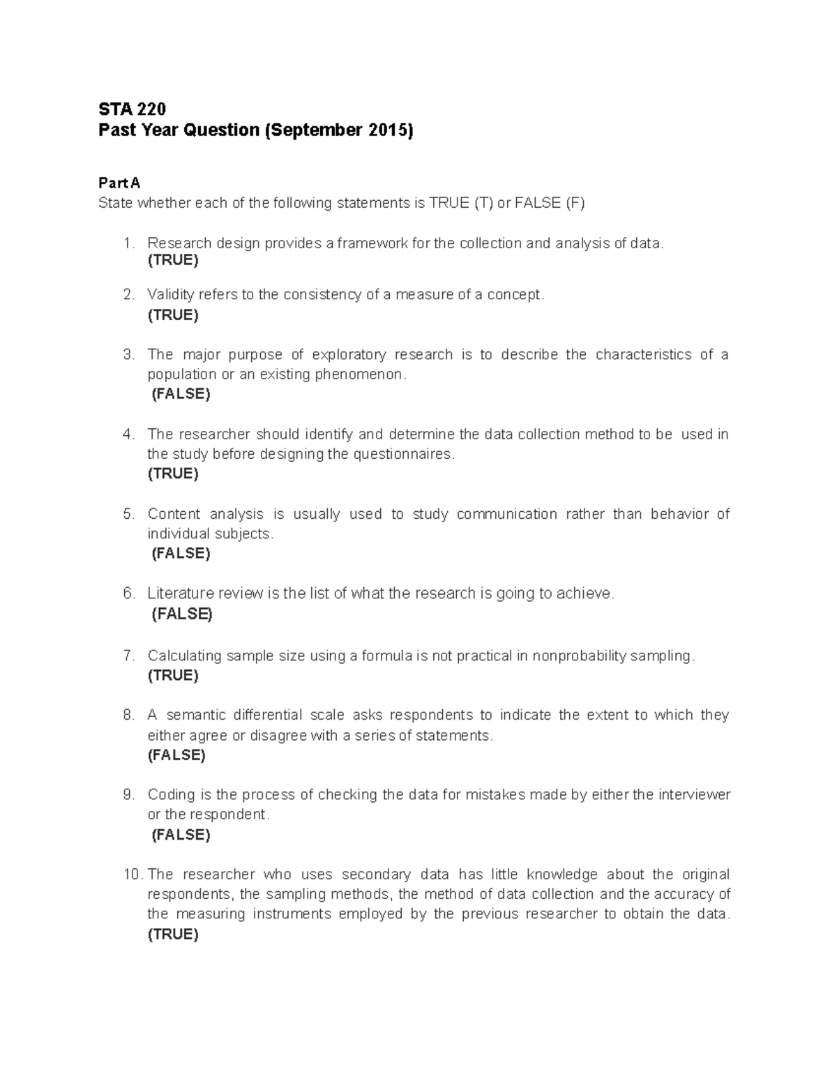 Answer Sept 2015 - STA 220 Past Year Question (September 2015) Part A ...