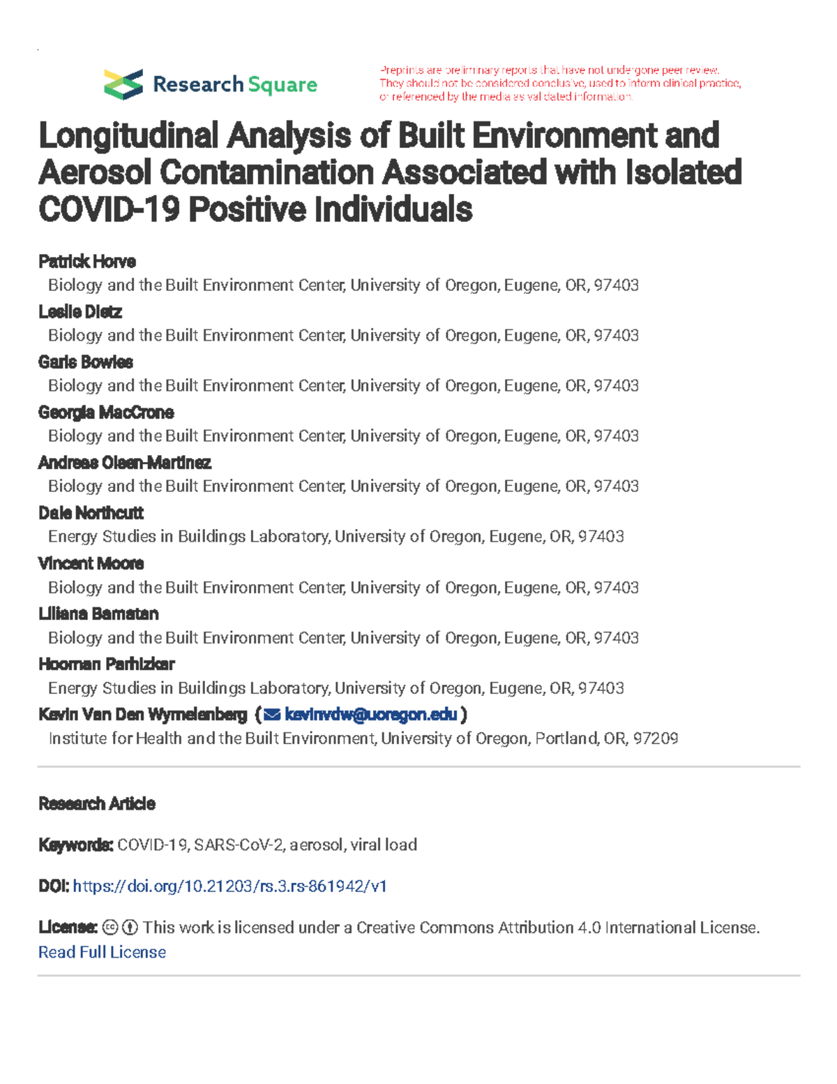 Horve- Longitudinal Analysis of Built Environment and Aerosol ...