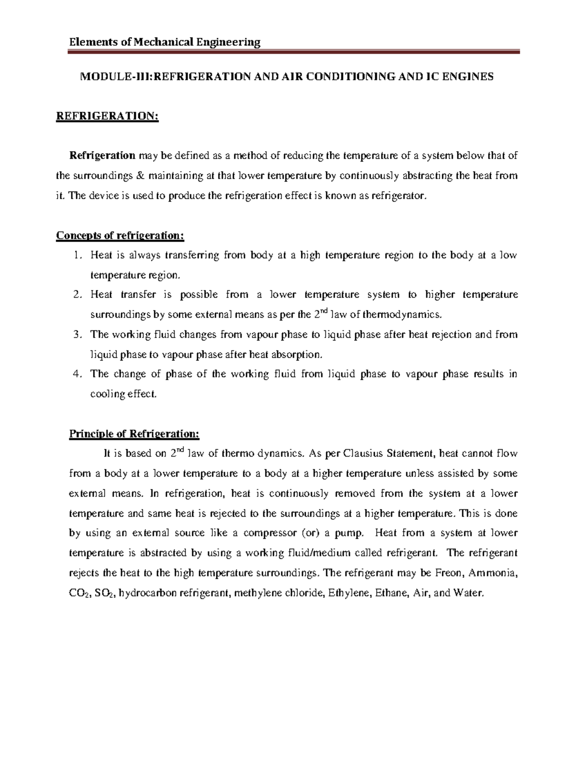 Engineering Mechanics Unit-3 - MODULE-III:REFRIGERATION AND AIR ...