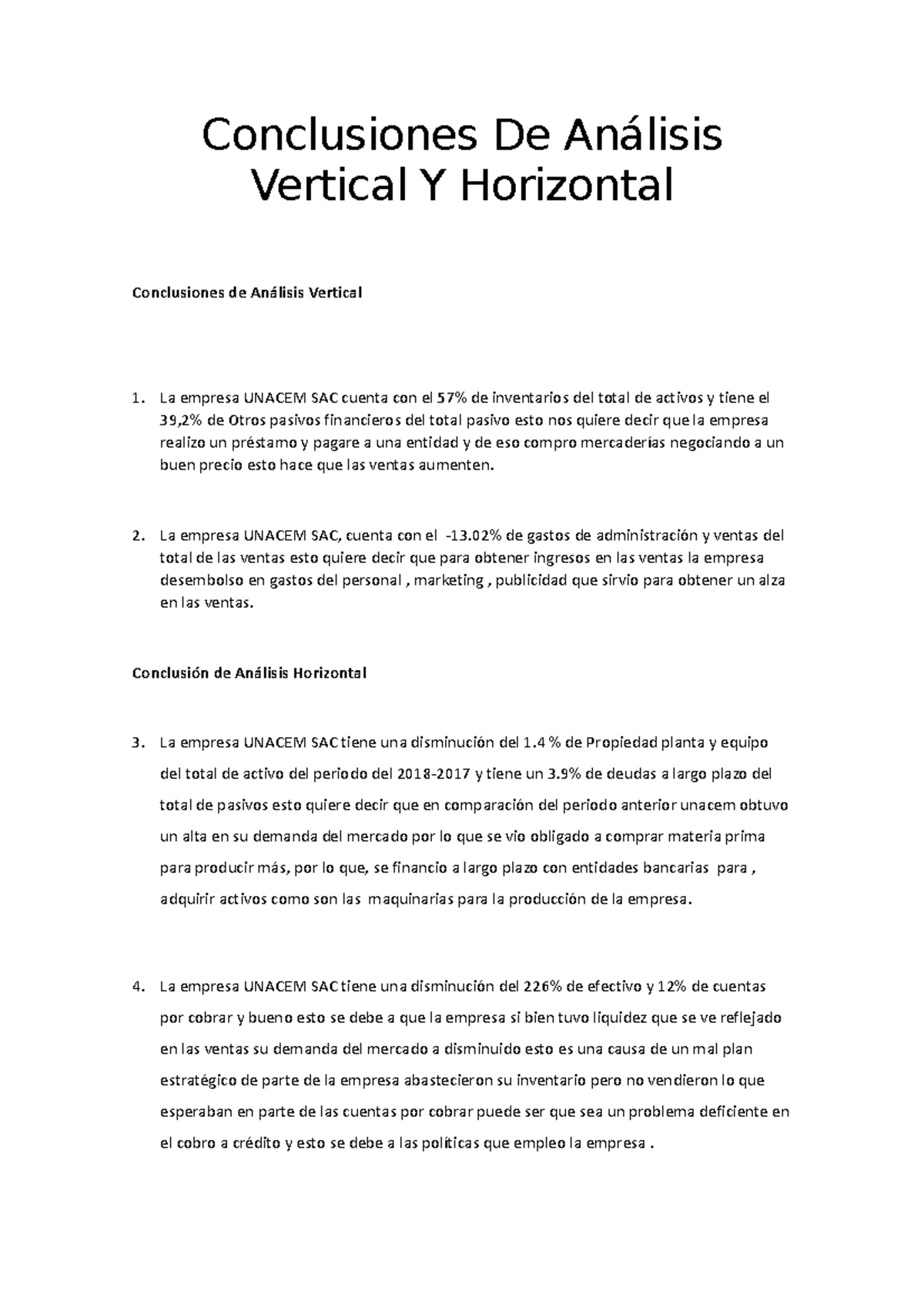 Conclusiones De Análisis Vertical Y Horizontal - Conclusiones De ...