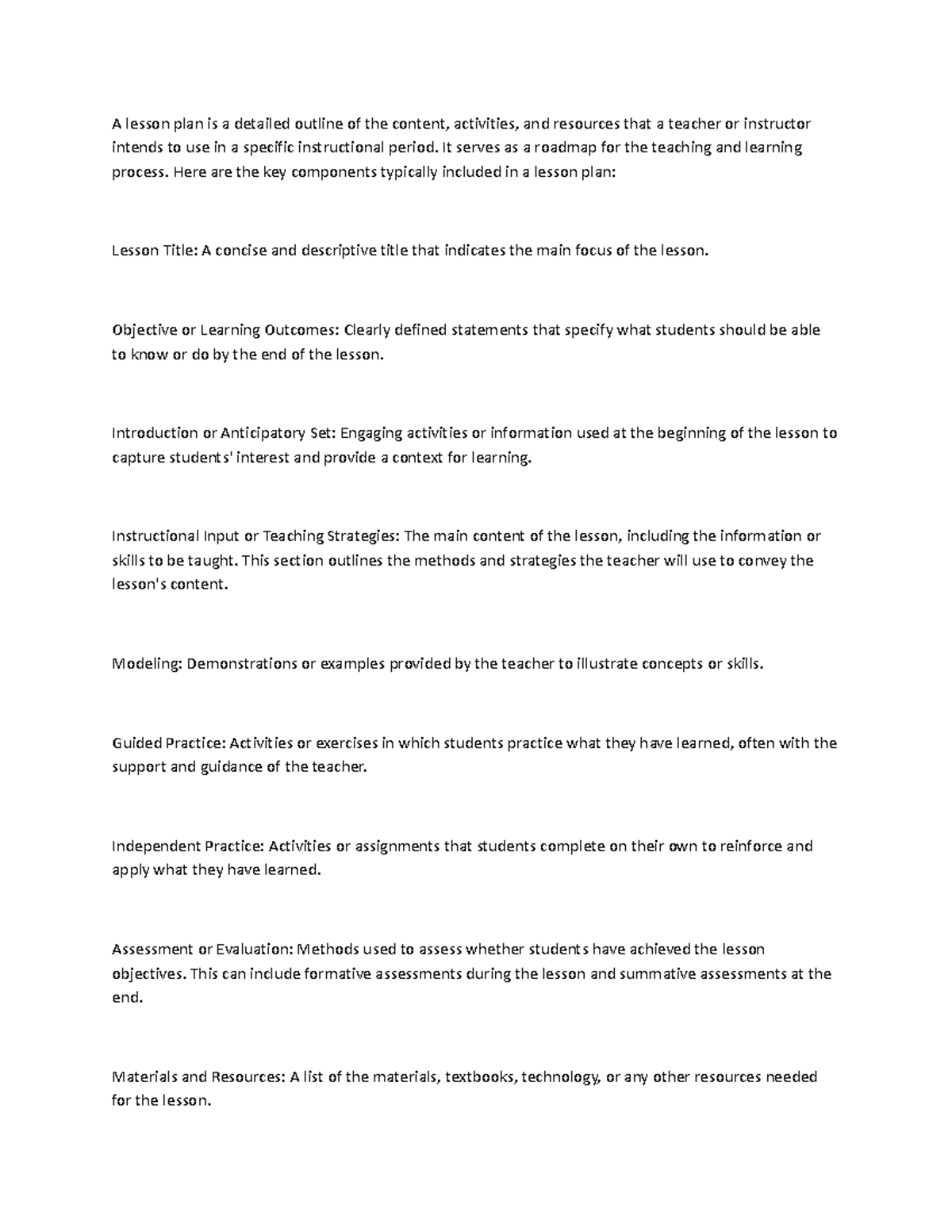 A lesson plan is a detailed outline of the content - It serves as a ...