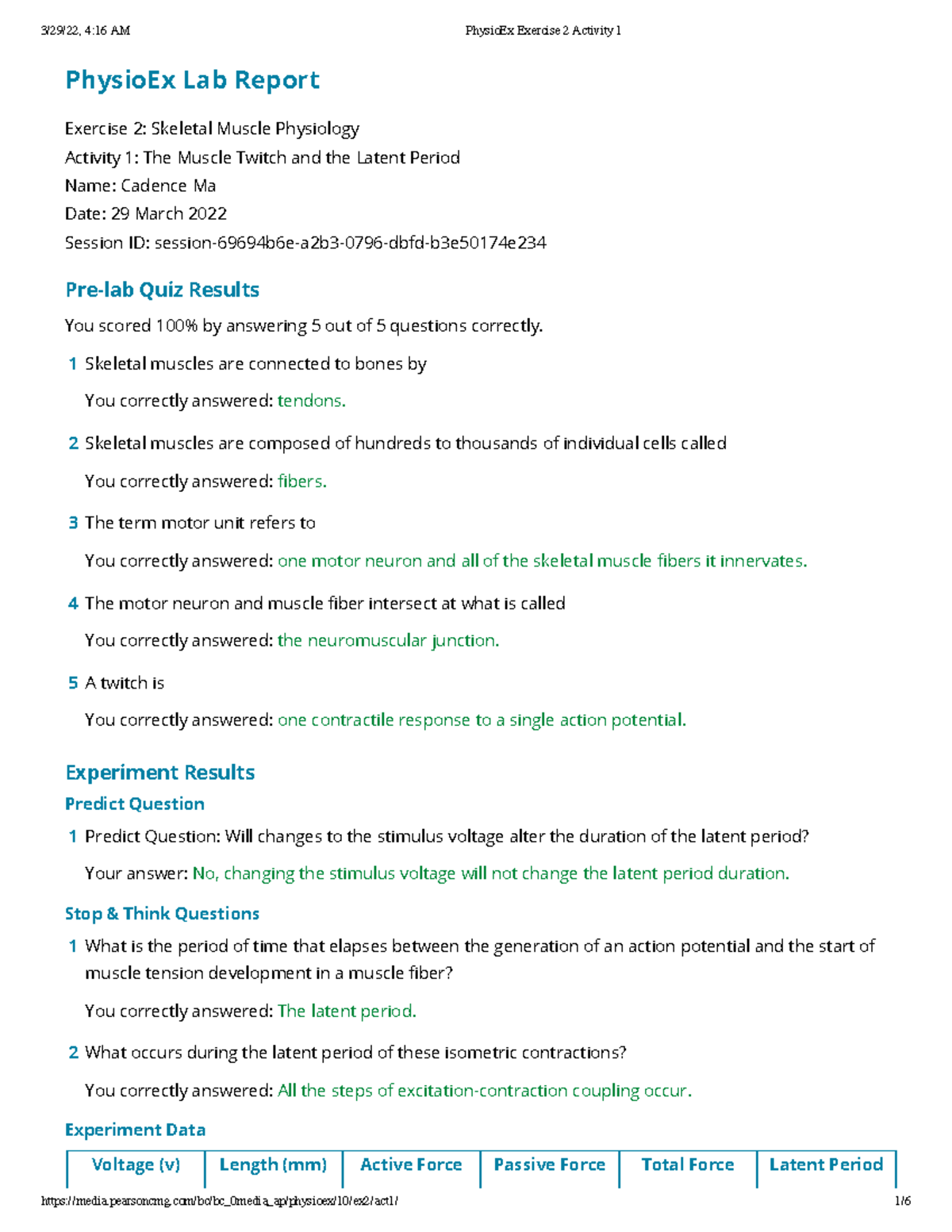 Physio Ex Exercise 2 Activity 1 - PhysioEx Lab Report Exercise 2 ...