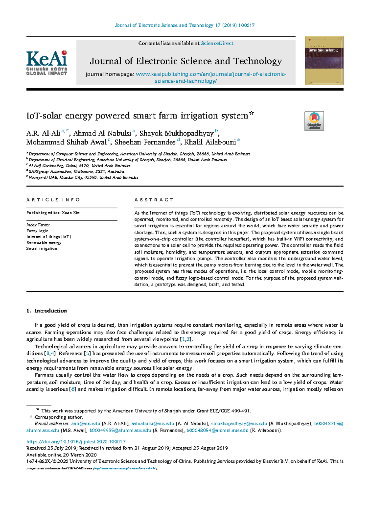Article Io T Smart Farm FYP - IoT-solar energy powered smart farm ...