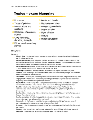Labor and Delivery Notes - Unit 2 Normal Labor and Delivery General ...