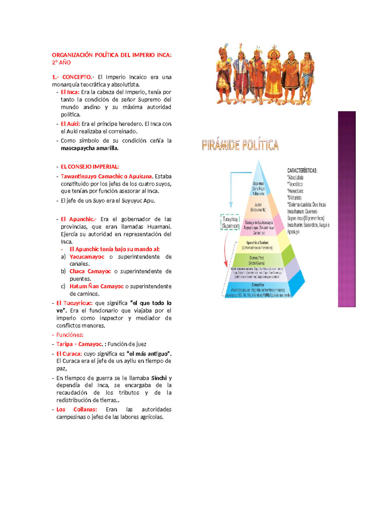 Organización Política DEL Imperio INCA - ORGANIZACIÓN POLÍTICA DEL ...