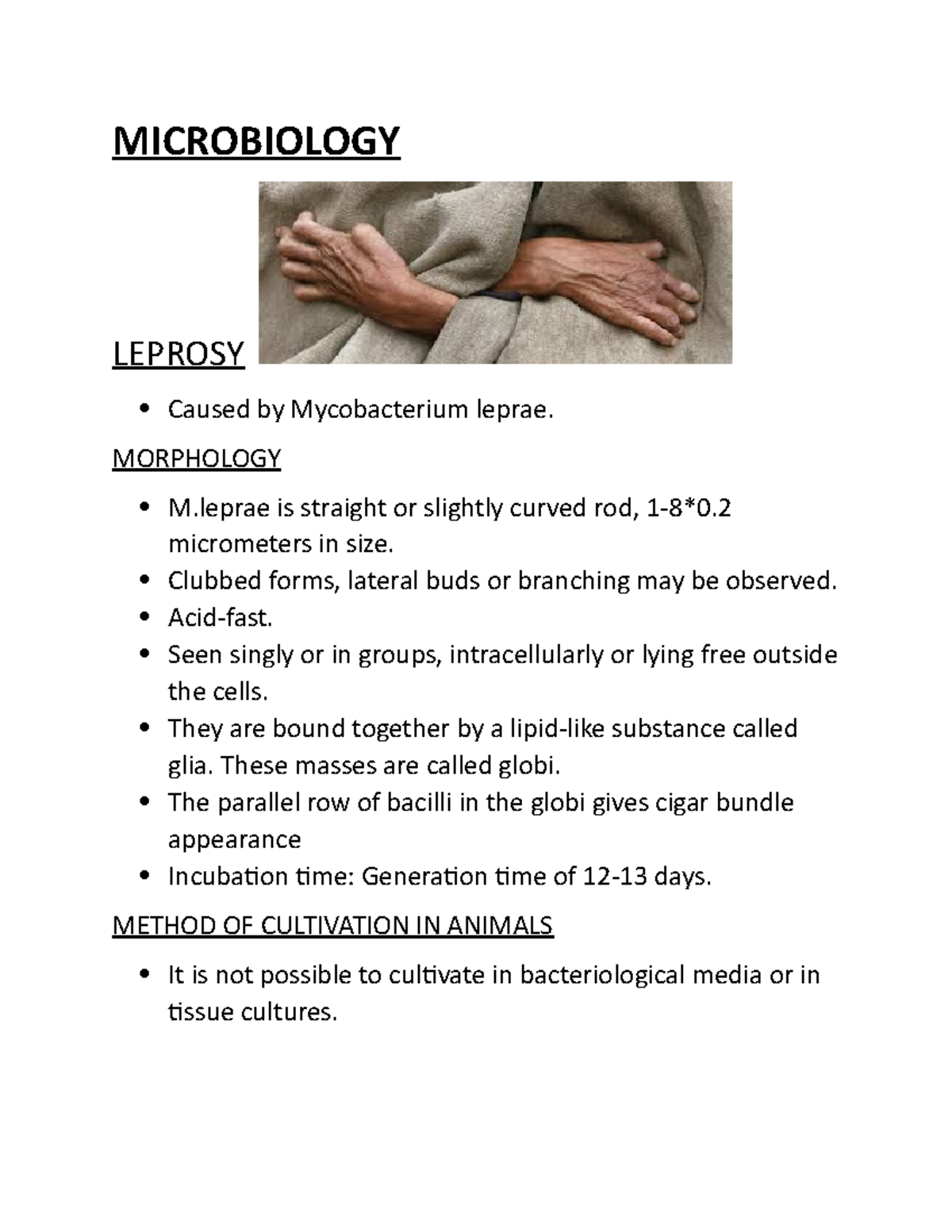 Microbiology leprosy - MICROBIOLOGY LEPROSY Caused by Mycobacterium ...