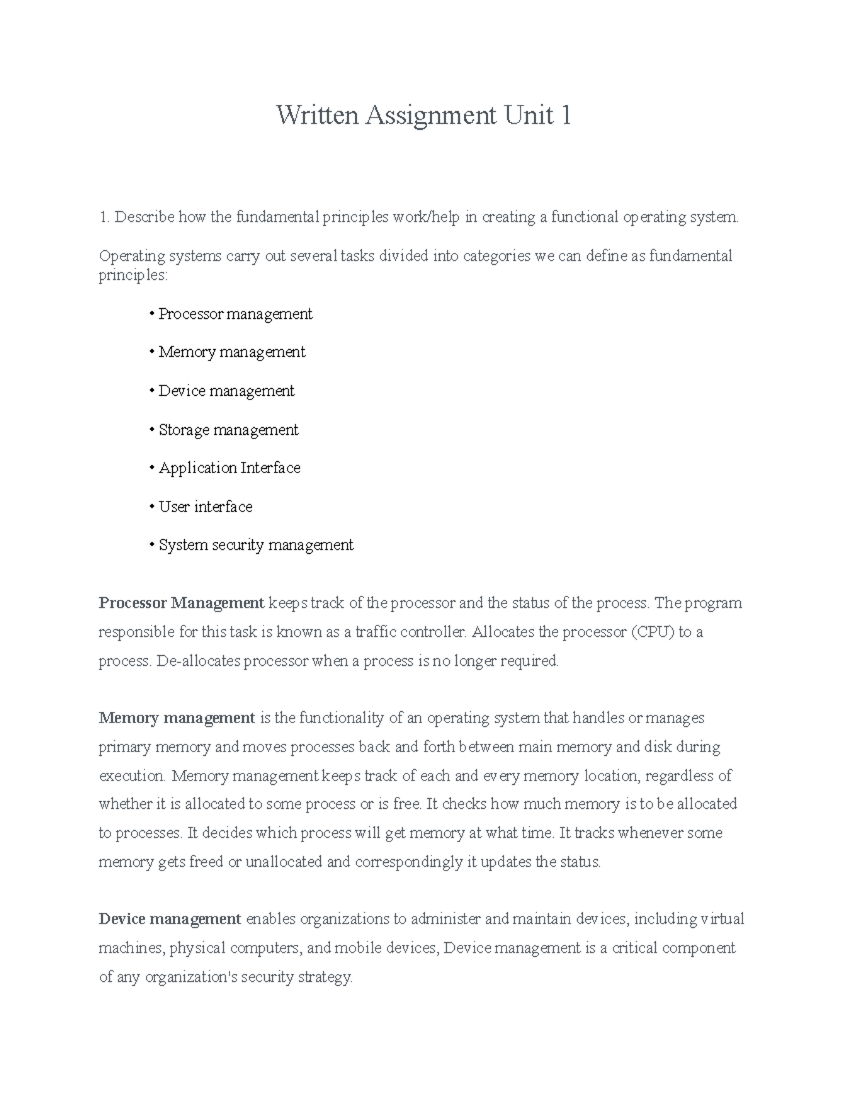 CS 2301 Written Assignment Unit 1 - Written Assignment Unit 1 Describe how the fundamental - Studocu