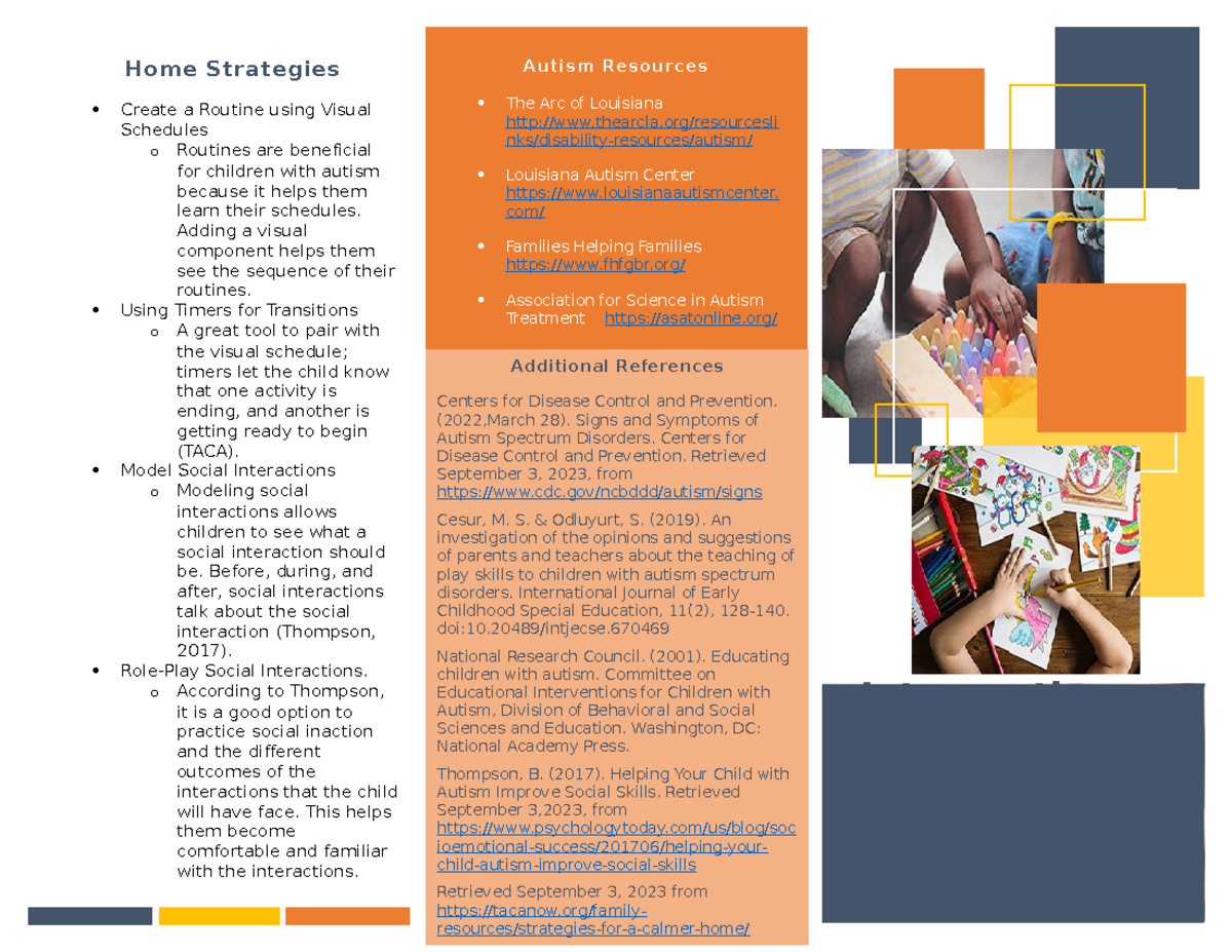 Autism Brochure - Home Strategies Create a Routine using Visual ...