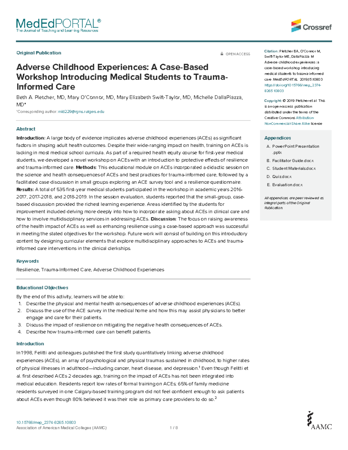 Educational Summary Report 10803 - Adverse Childhood Experiences: A ...