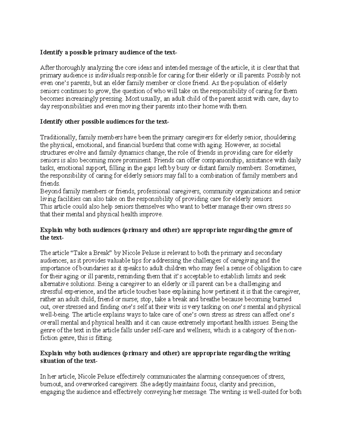 ENG-130 module 2 1 copy - Identify a possible primary audience of the ...