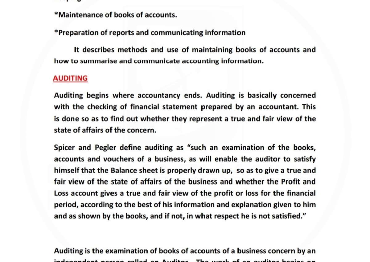 Accounting audit - Practical Auditing - MG University - Studocu