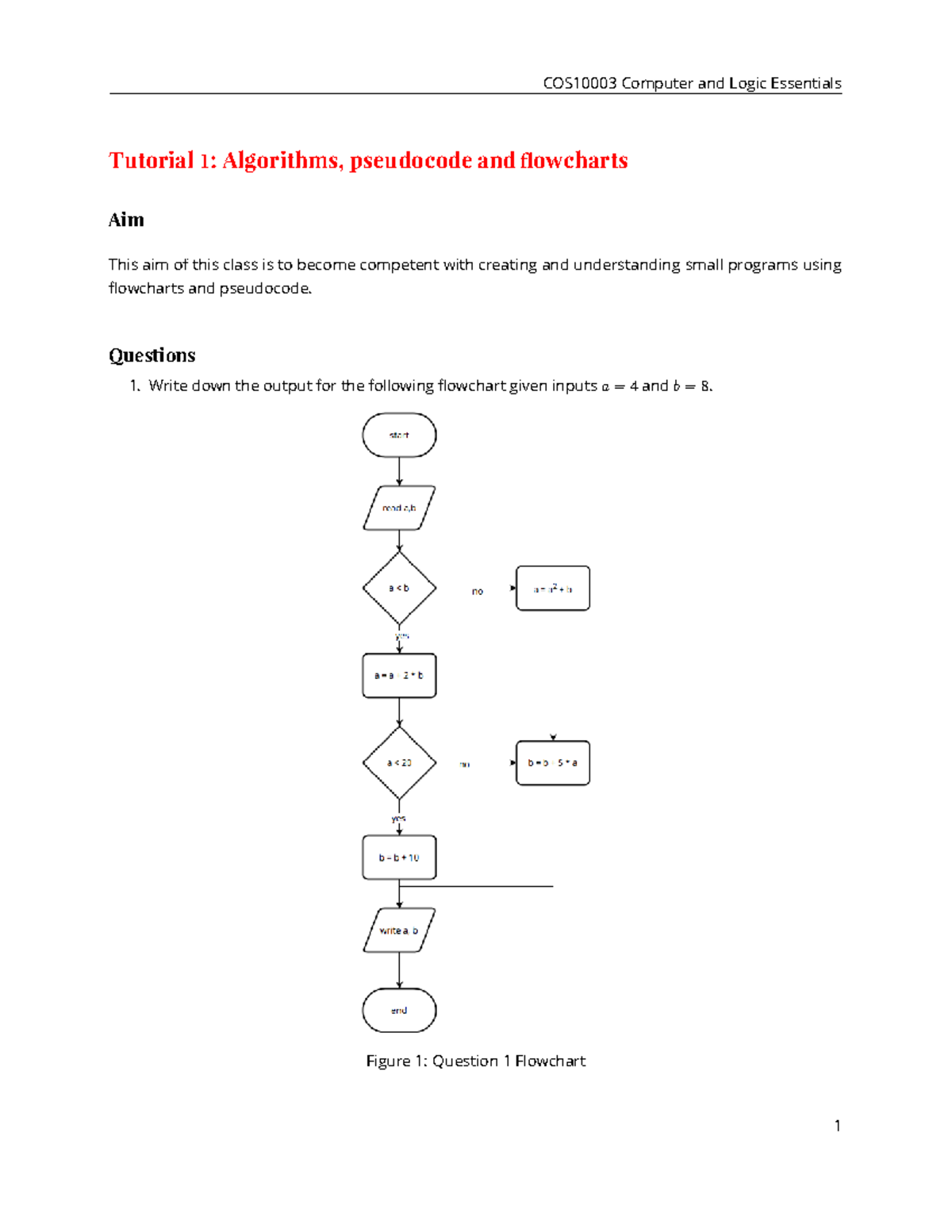 COS10003 - Tutorial 1 - Computer System - COS10003 Computer and Logic Essentials Tutorial 1 ...