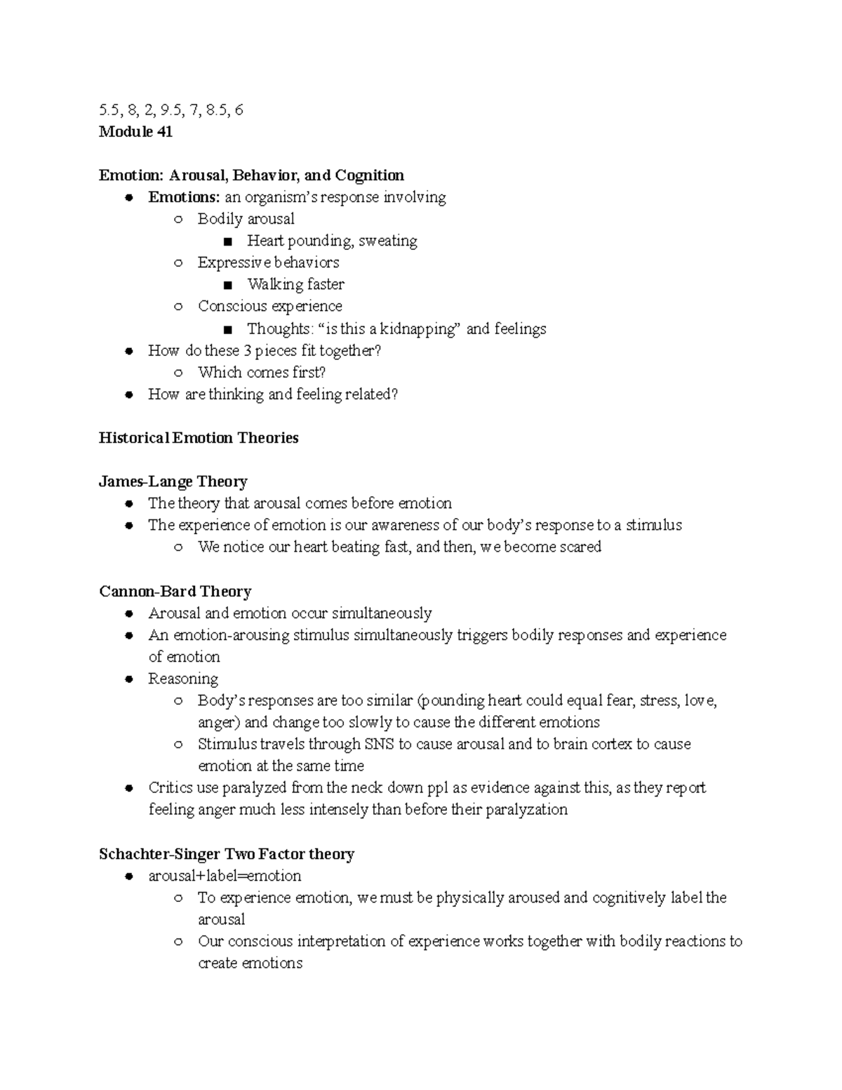 Psych Unit 8 Part 2 Motivation, Emotion, & Stress - Google Docs - 5, 8 ...