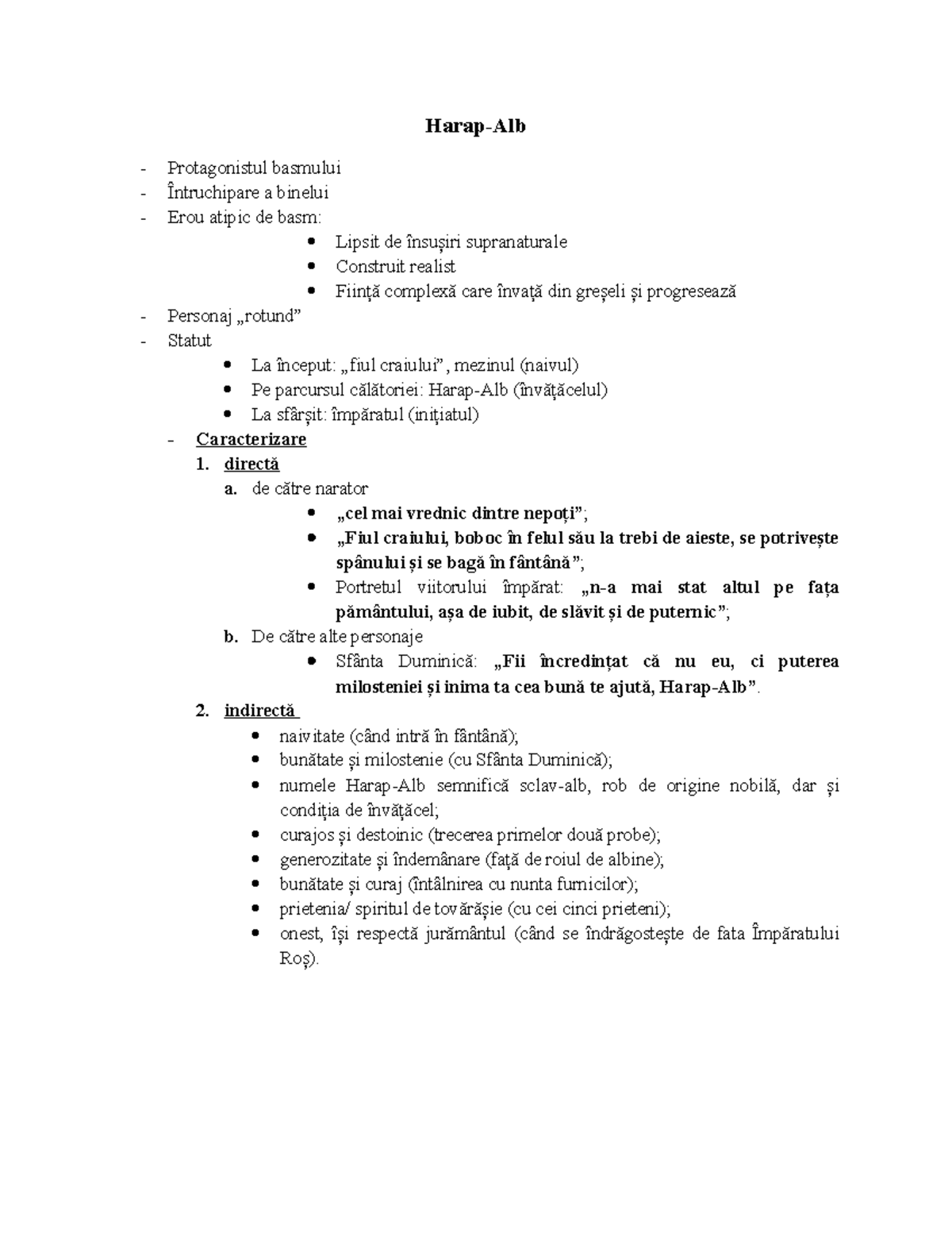 1 harapalb - Bac 2023 - Harap-Alb Protagonistul basmului Întruchipare a ...