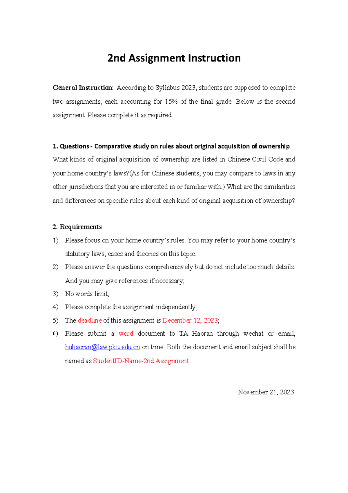 2nd Assignment Instruction - 2nd Assignment Instruction General ...