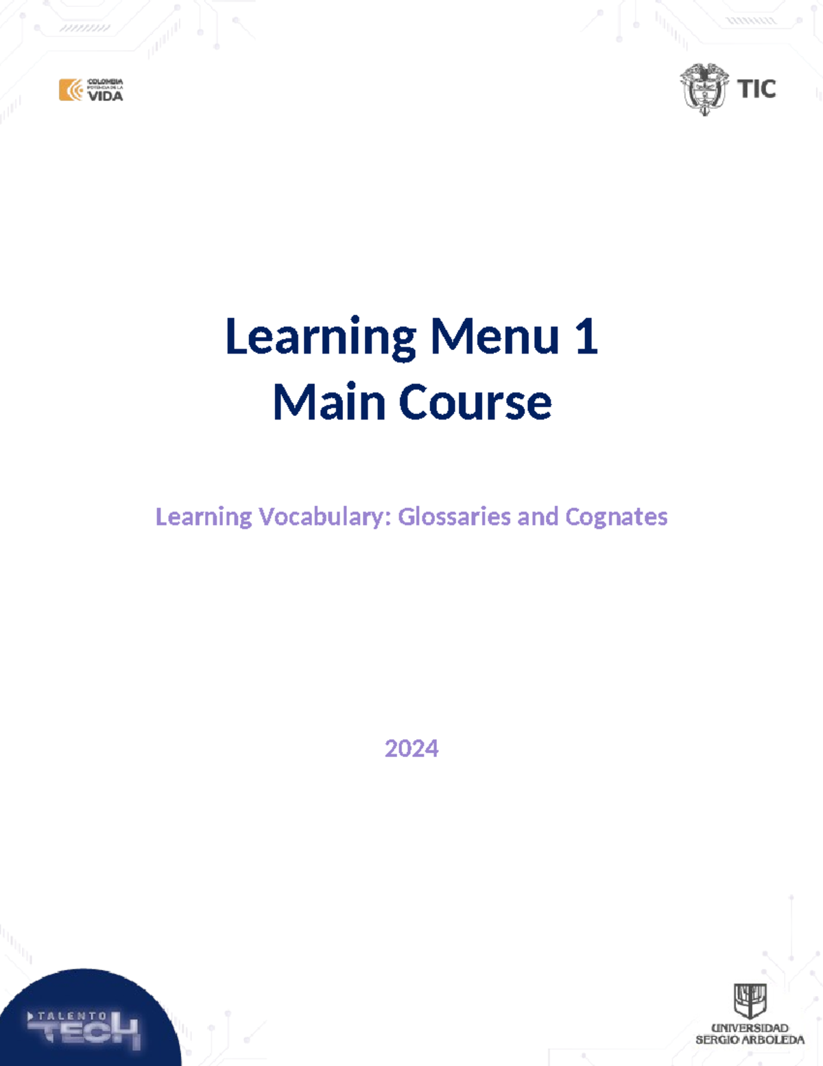3. W1 C1 Student's Second part Glossaries - Learning Menu 1 Main Course ...