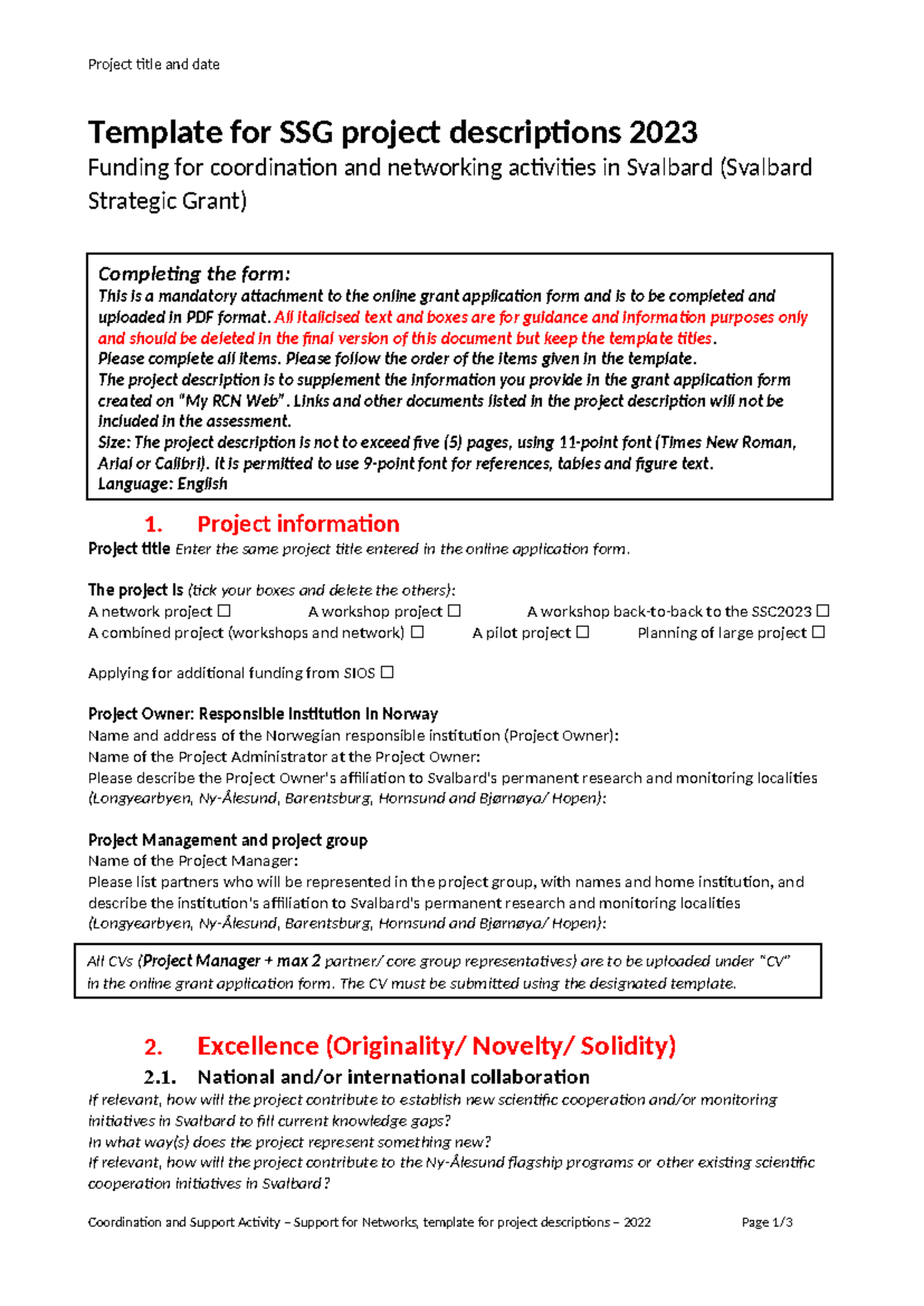 Ssg 2023 project description template - Project title and date Template for SSG project ...