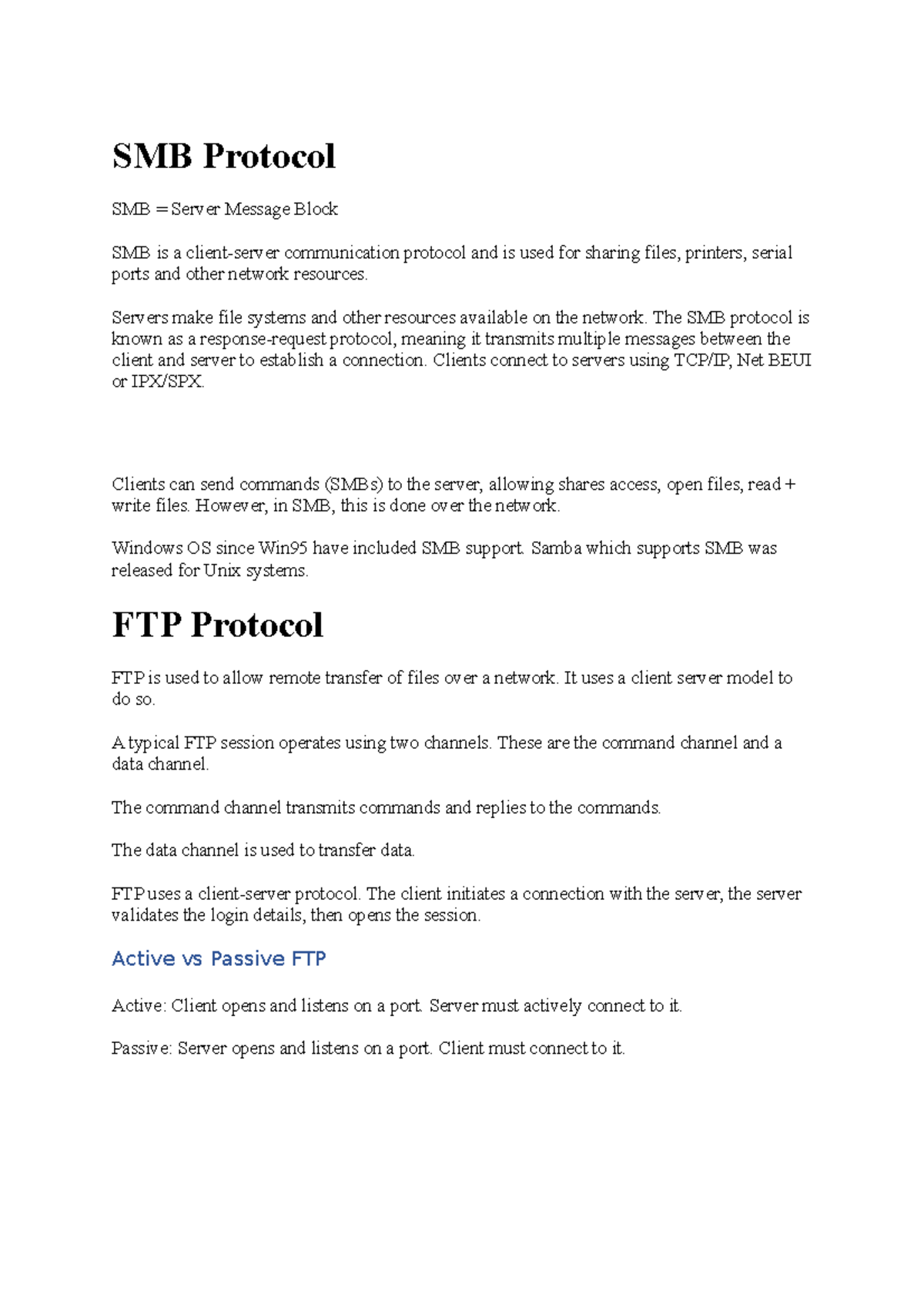 SMB and FTP - Lecture notes on SMB and FTP Thomas Win - SMB Protocol ...