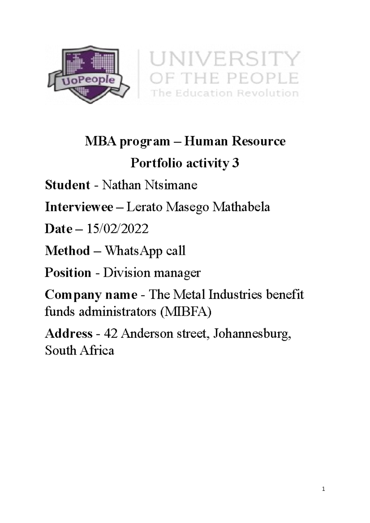 HRMPortfolio 3 Final - MBA program – Human Resource Portfolio activity ...