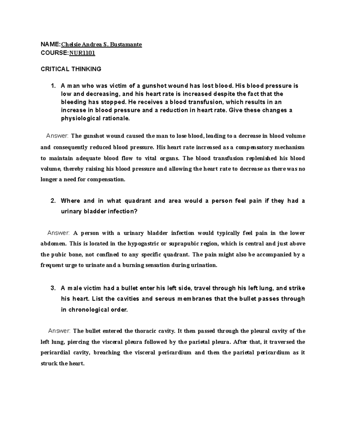 Anaphy Module 1 - Essay - NAME:Chelsie Andrea S. Bustamante COURSE:NUR ...