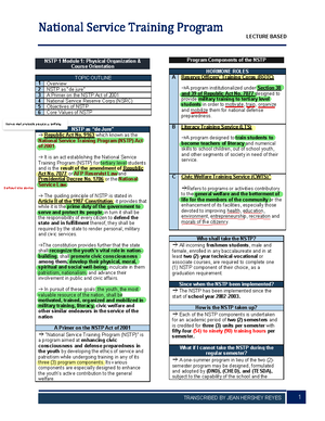 NSTP-Filipino-Values 2 - NSTP/Literary Training Service The Filipino ...