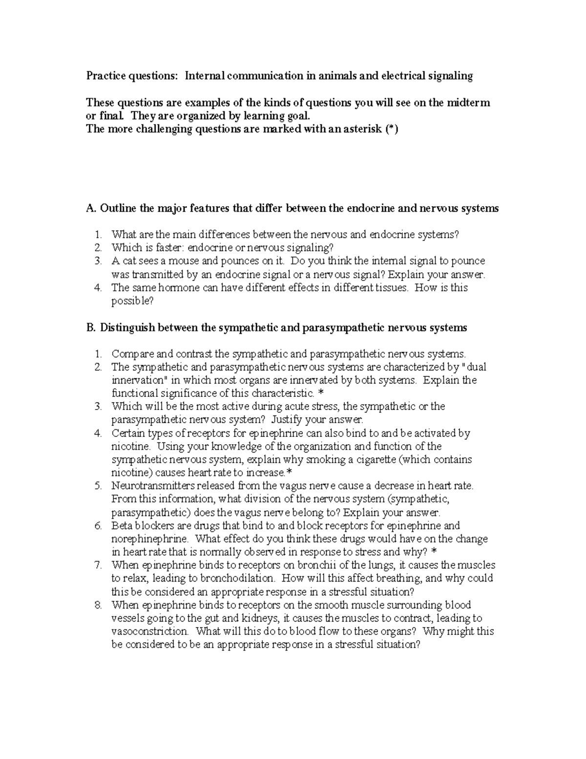 Practice questions neurons - Practice questions: Internal communication ...