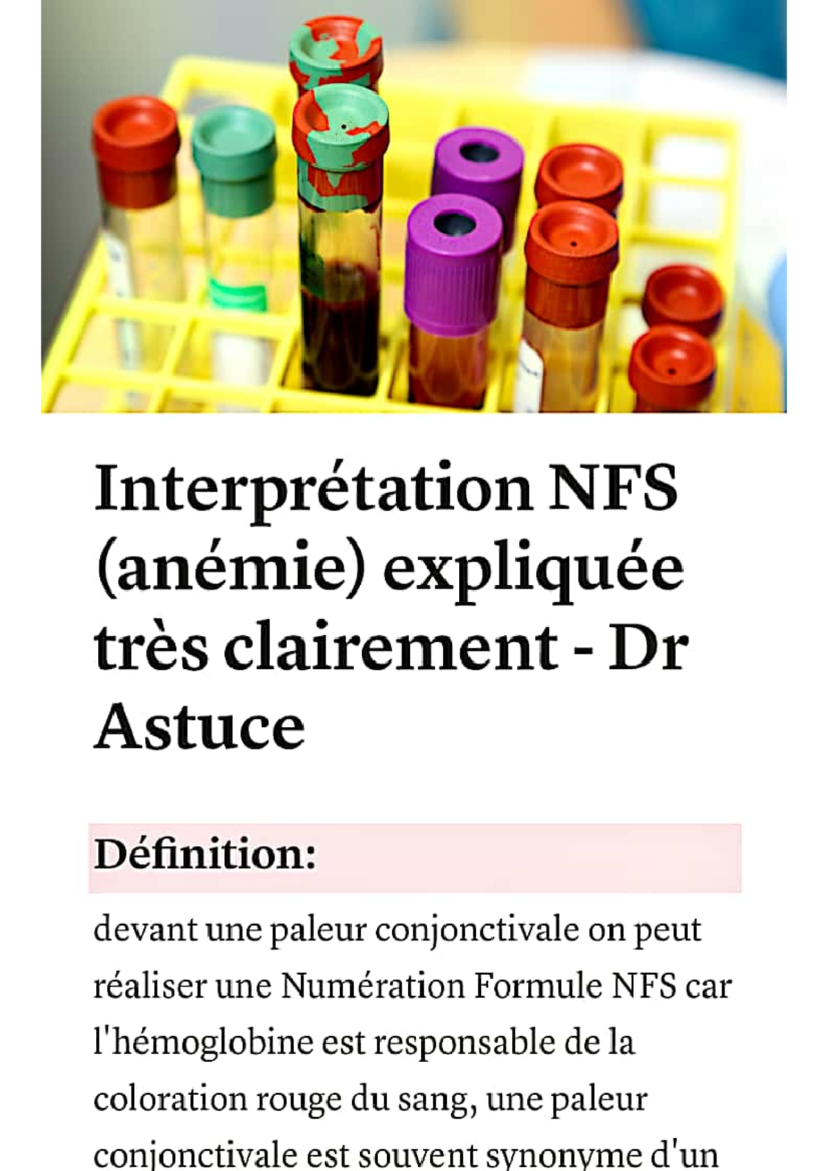 Hémogramme - Cours simple - Hématologie - Studocu