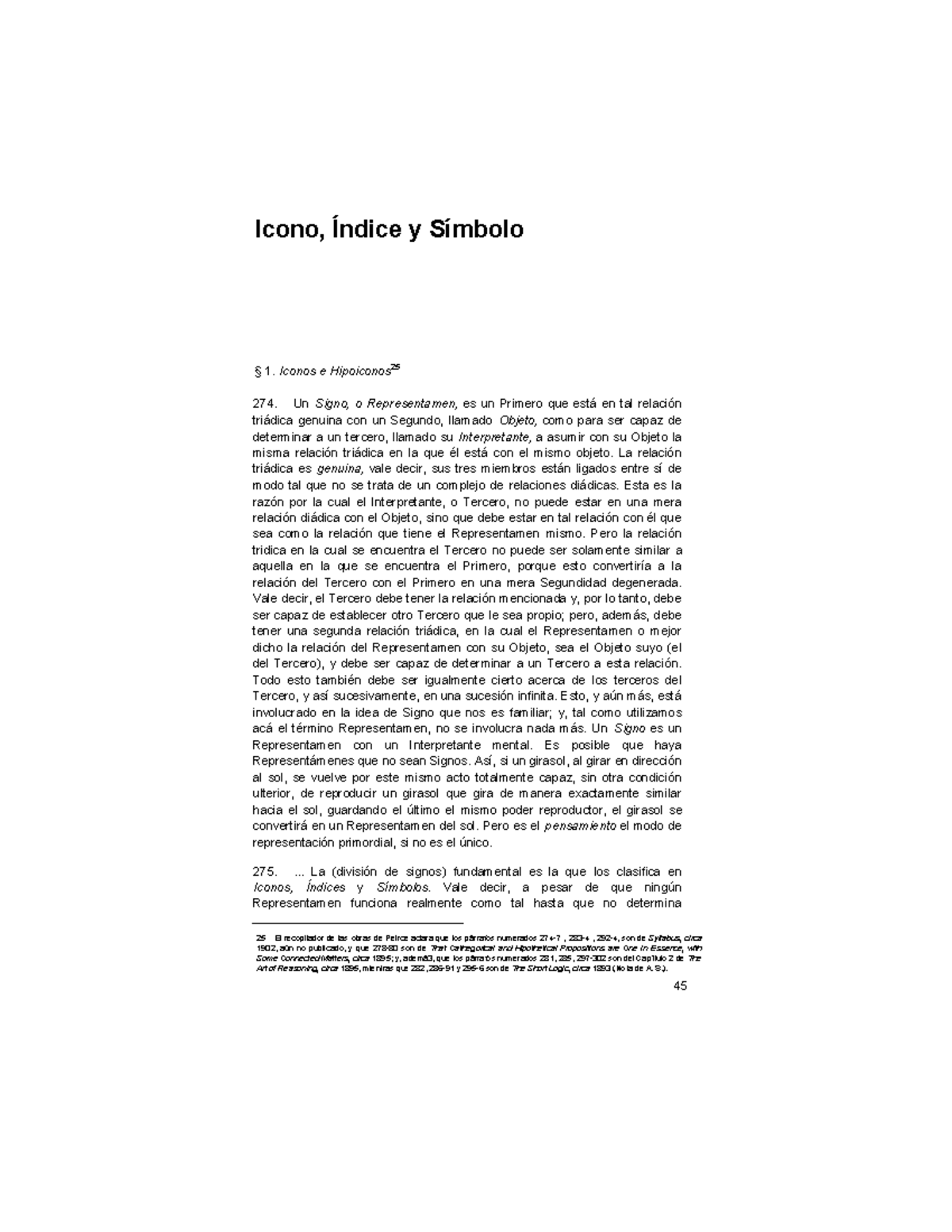 7 - Peirce - Icono, Indice, Simbolo - Icono, Índice y Símbolo § 1 ...