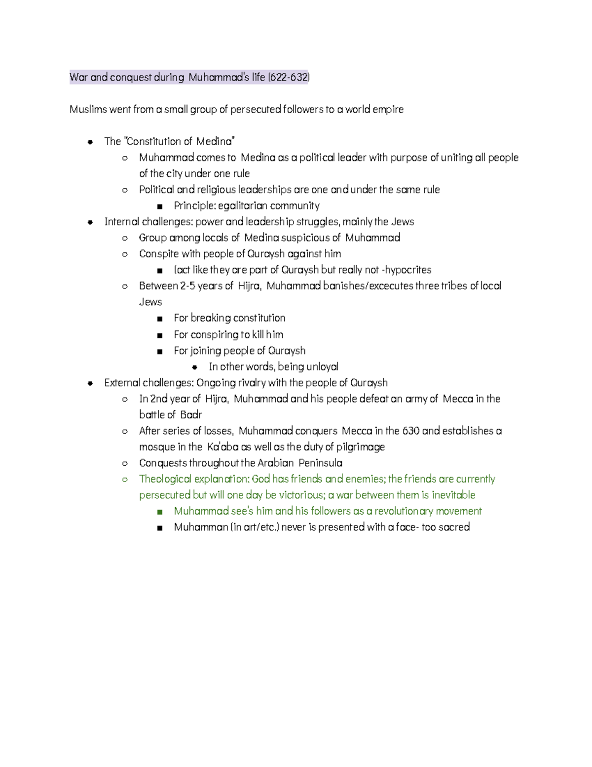 The Spread of Islam - MMW 12 Lecture Notes - War and conquest during ...