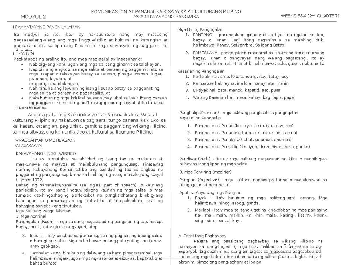 Komu3&4 - KomPan module. - 2 MODYUL 2 WEEKS 3&4 (2nd QUARTER) MGA ...