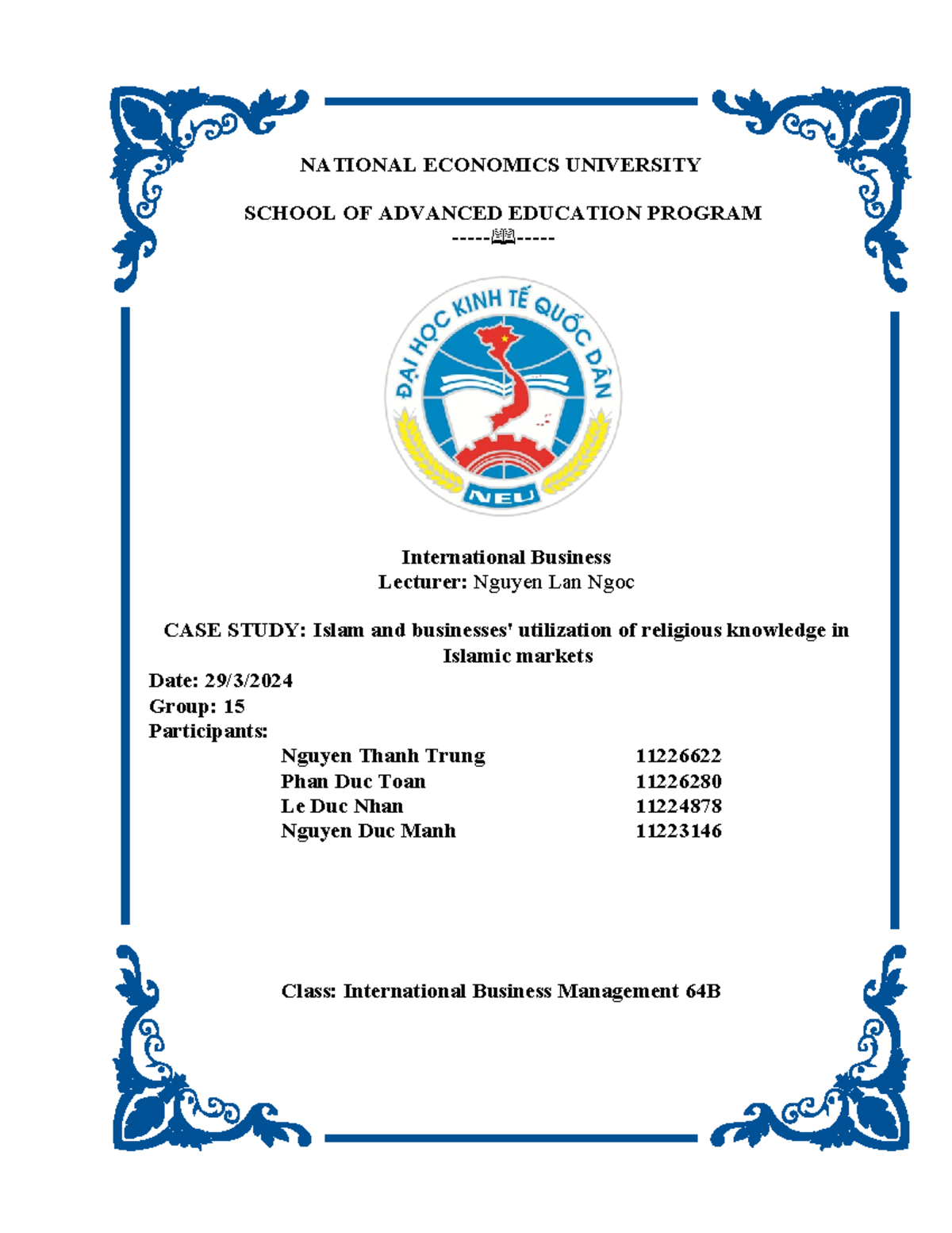 Islam Group 15 29 3 2024 - Report hồi giáo - NATIONAL ECONOMICS ...