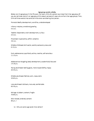 Lifespan Developmental Psych - Notes - Table of Contents Chapter 1: An ...