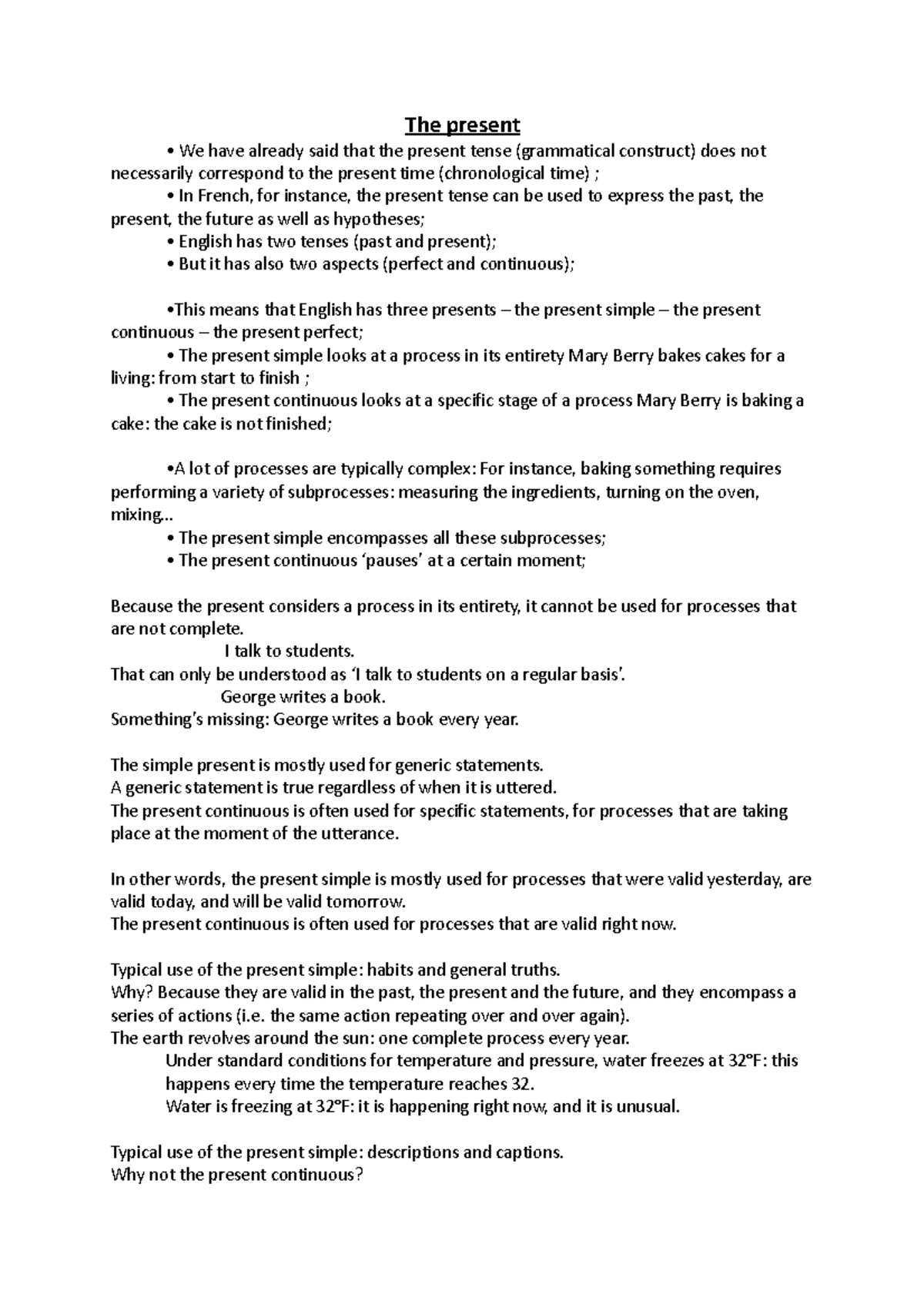 The Present Tense - The present We have already said that the present ...