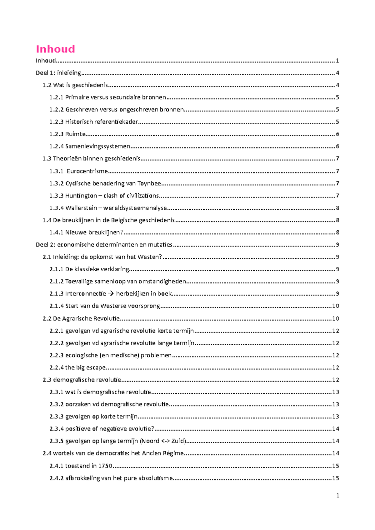 Samenvatting geschiedenis en actualiteit - Inhoud - Studocu