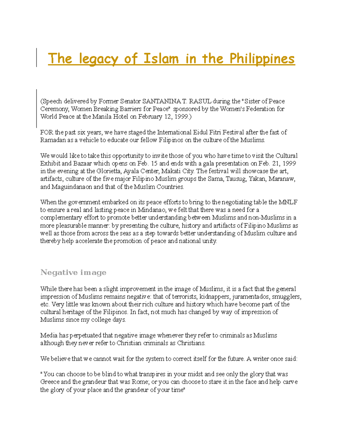 The Legacy of Islam in the Philippines - The legacy of Islam in the ...