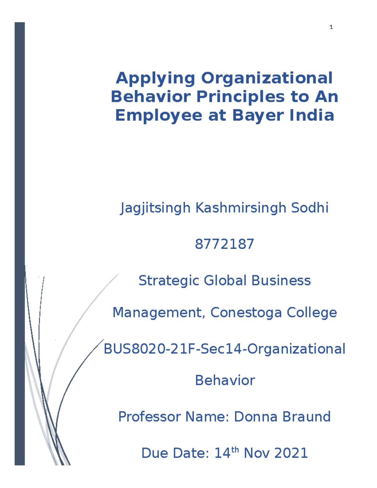 Final OB Interview assignment - Applying Organizational Behavior ...